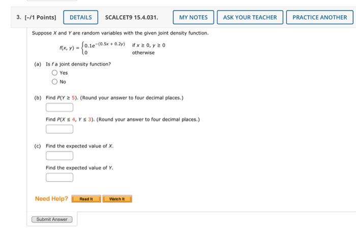 Solved Suppose X and Y are random variables with the given | Chegg.com