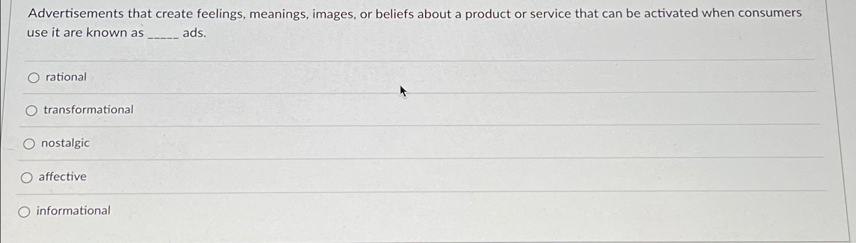 Solved Advertisements that create feelings, meanings, | Chegg.com
