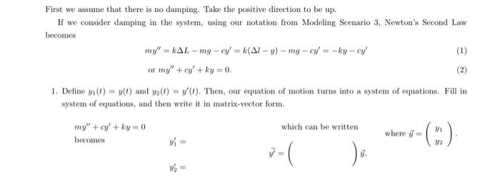 Solved First we assume that there is no damping. Take the | Chegg.com