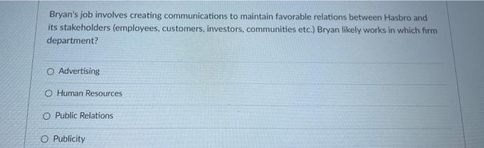 Solved Bryan's job involves creating communications to | Chegg.com