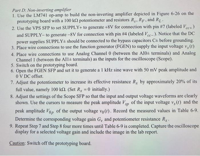 Solved Part F : Gain bandwidth of non-inverting amplifier 1. | Chegg.com