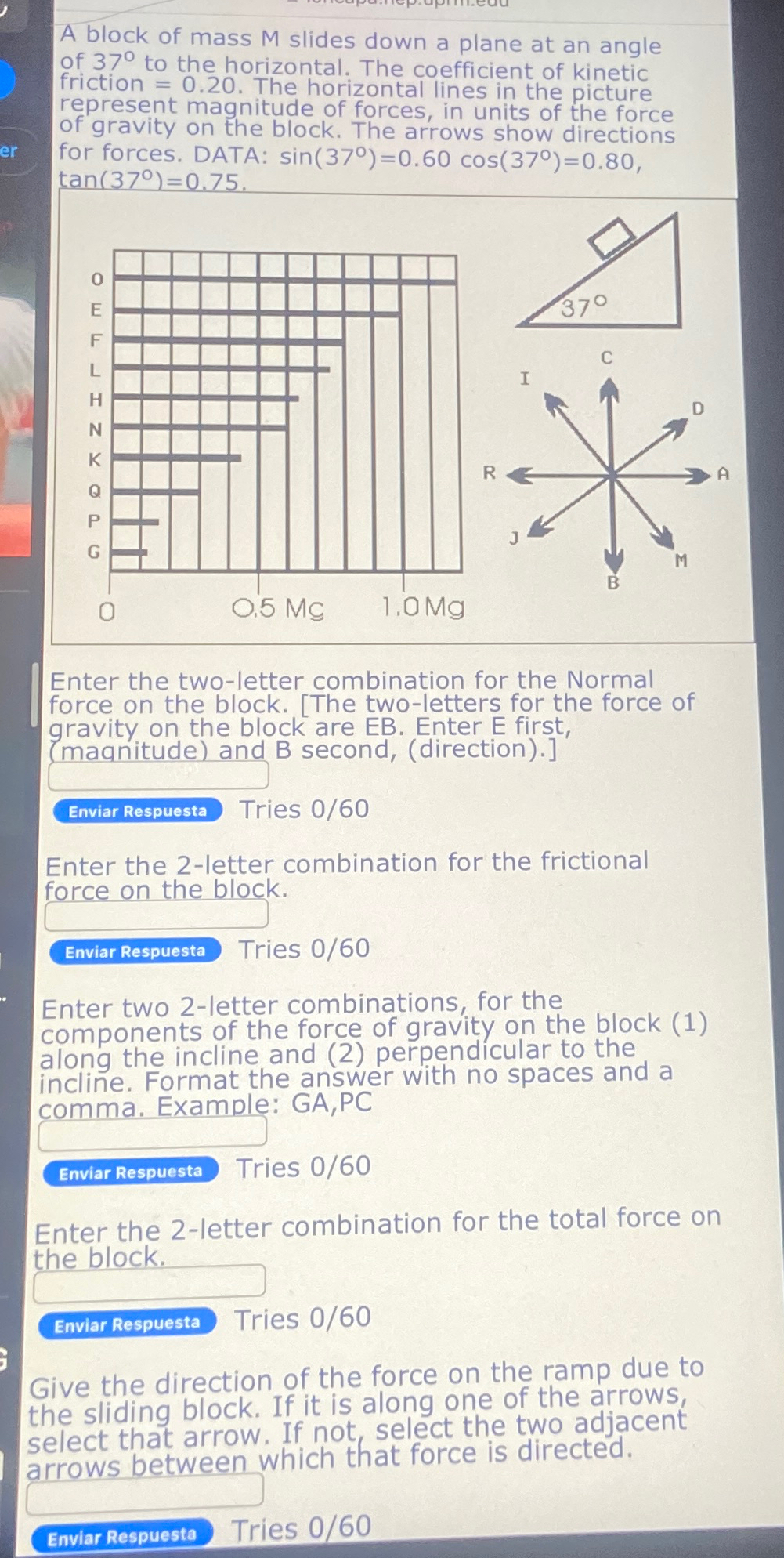 Solved A block of mass M ﻿slides down a plane at an angle of | Chegg.com