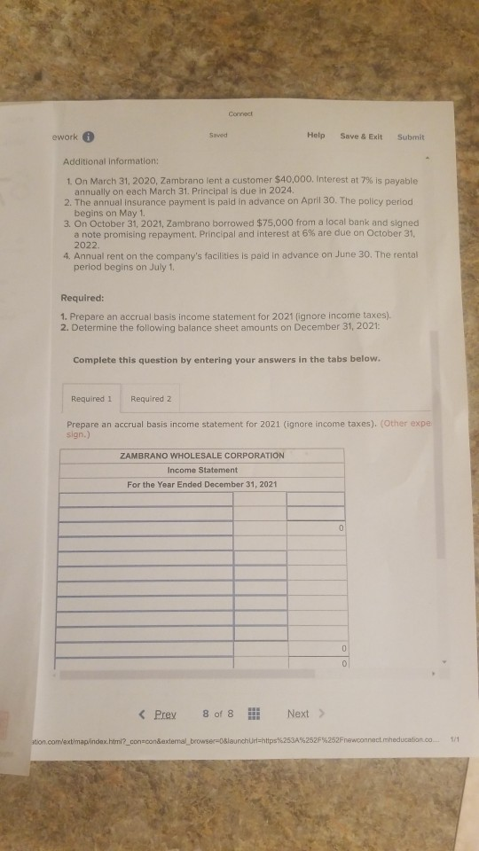 Solved Connect Homework Saved Help Save & Exit Submit | Chegg.com