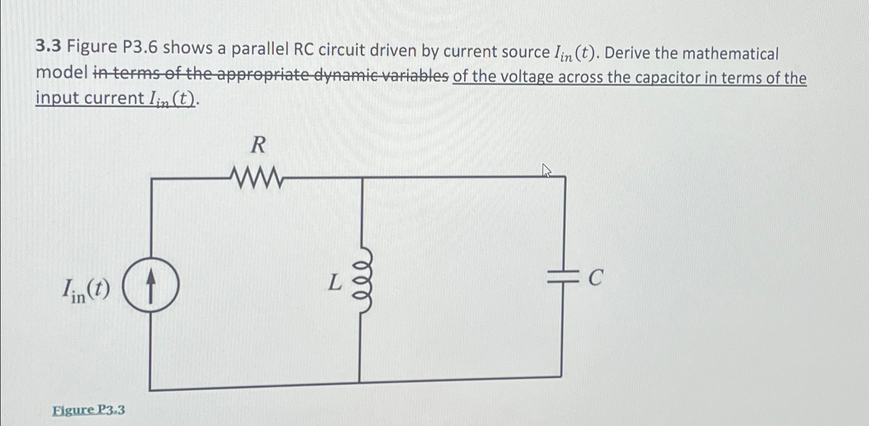 Solved 3.3 ﻿Figure P3.6 ﻿shows a parallel RC circuit driven | Chegg.com