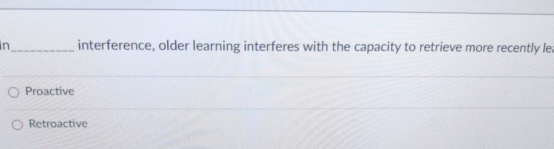 Solved interference, older learning interferes with the | Chegg.com