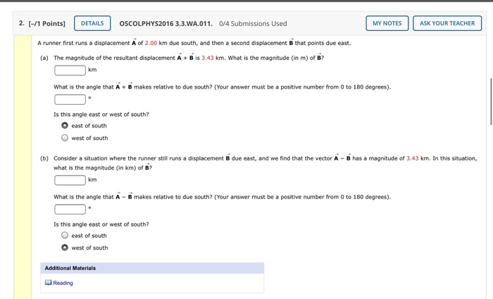 Solved 2 1 Points Details Oscolphys2016 3 3 Wa 011 0 4