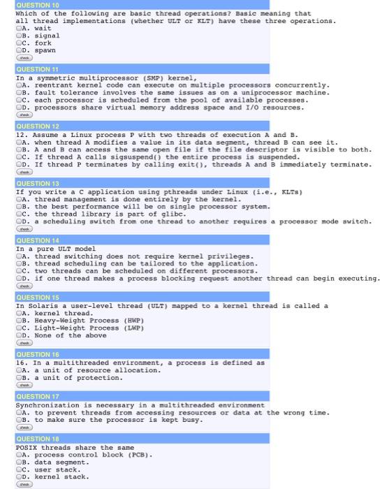 Solved Some questions could have multiple correct answers | Chegg.com
