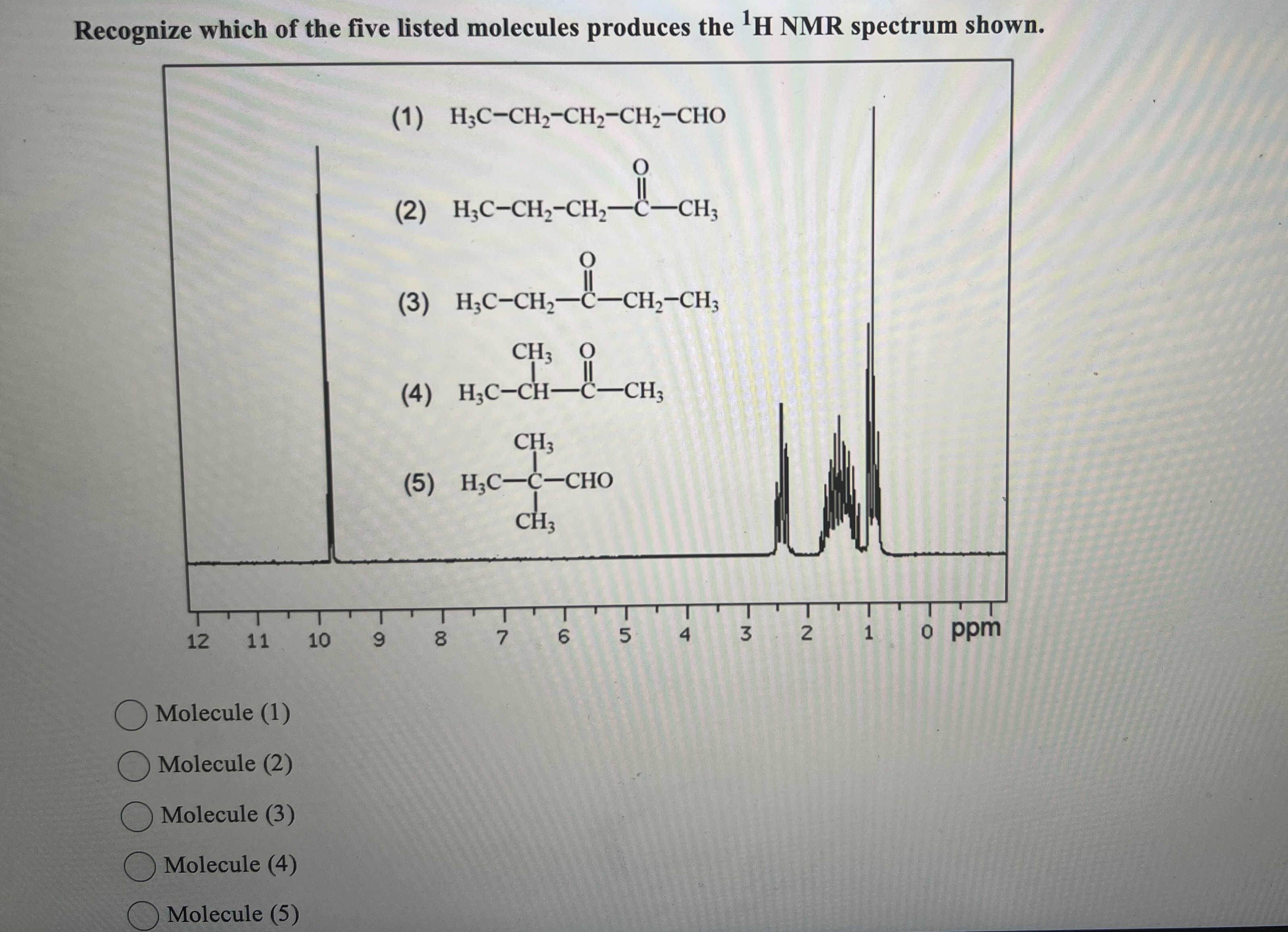 Solved Recognize which of the five listed molecules produces | Chegg.com