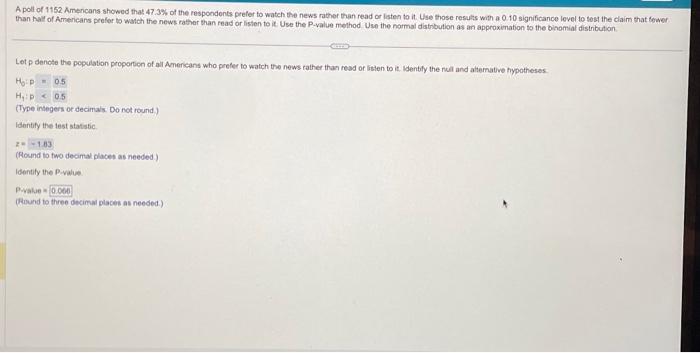 Solved whats the p value and does it support or reject the | Chegg.com