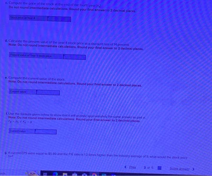 Solved Problem 10.35 (Algo) Common stock value based on PV | Chegg.com