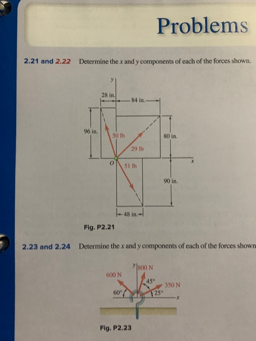 Solved Problems 2.21 and 2.22 Determine the x and y | Chegg.com
