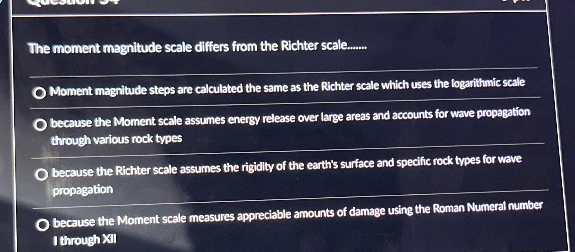 Solved The moment magnitude scale differs from the Richter | Chegg.com