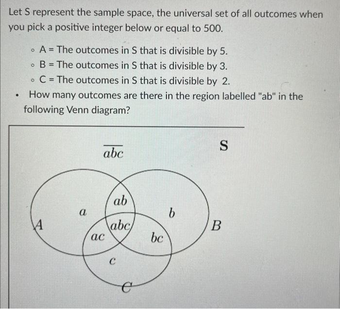 Solved Let S represent the sample space, the universal set | Chegg.com