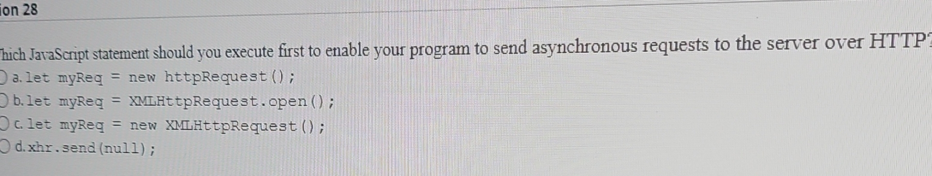 Solved ion 28hich JaraScript statement should you execute | Chegg.com