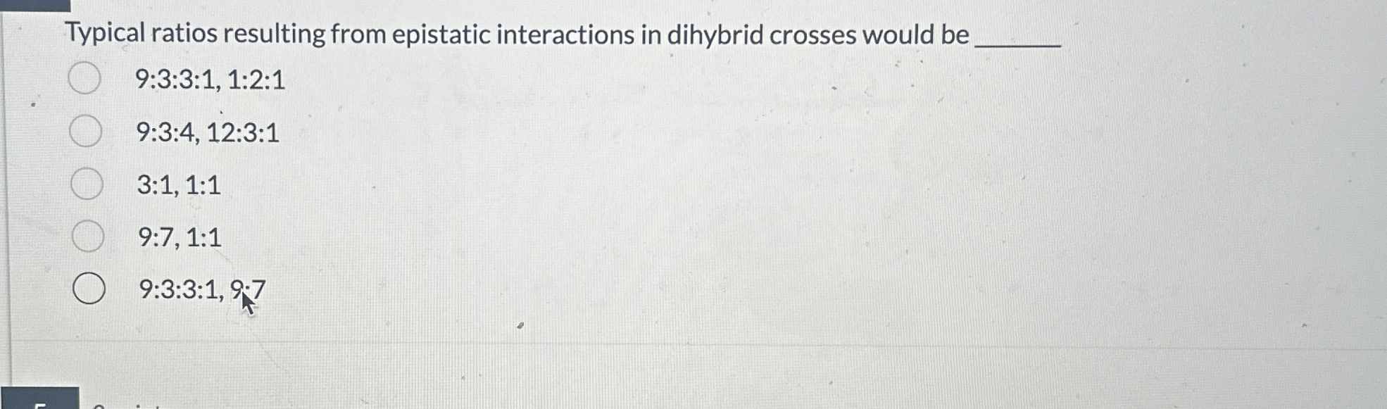 Solved Typical ratios resulting from epistatic interactions | Chegg.com