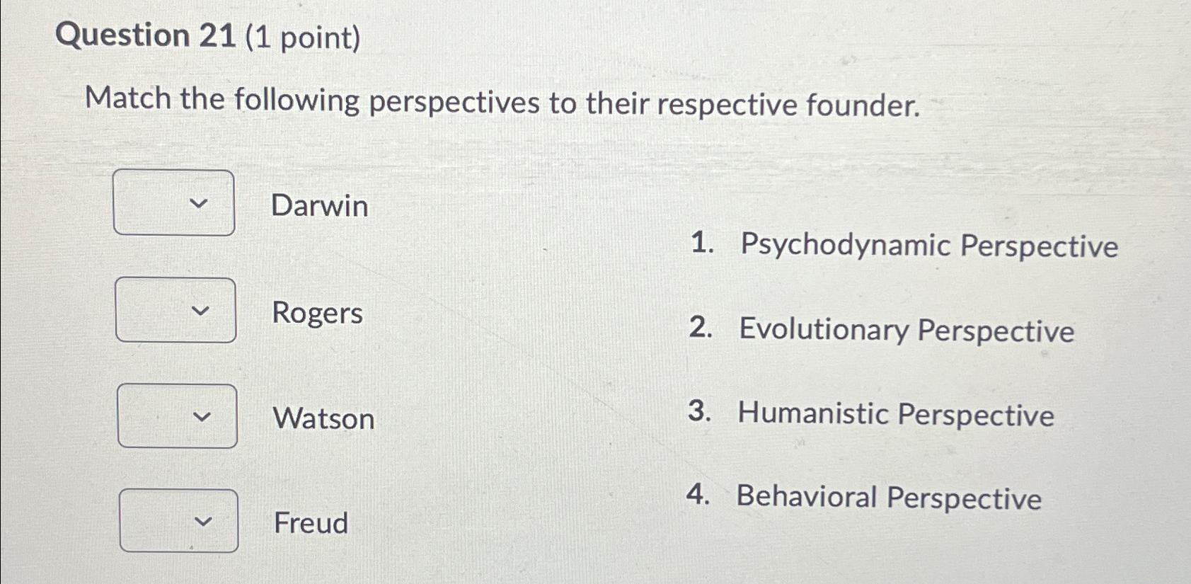 Solved Question 21 (1 ﻿point)Match the following | Chegg.com