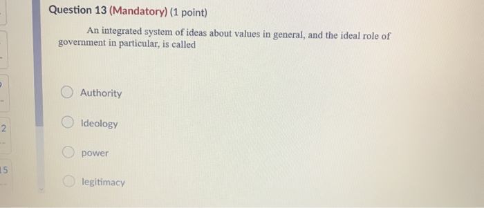 Solved Question 1 (Mandatory) (1 point) Saved The | Chegg.com