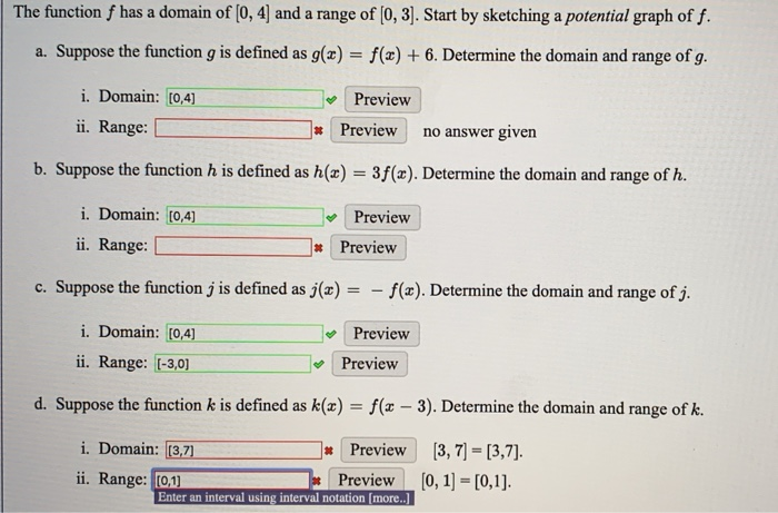 Solved The Function F Has A Domain Of 0 4 And A Range Of