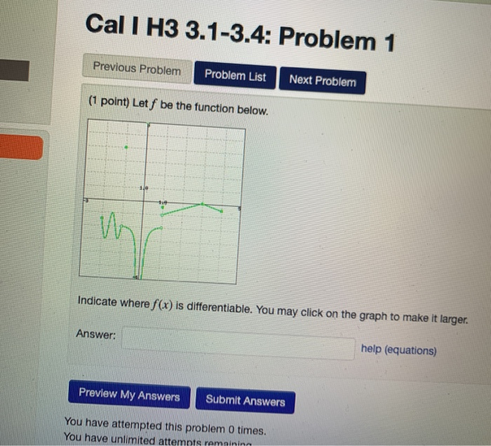 Solved Cal I H3 3.1-3.4: Problem 1 Previous Problem Problem | Chegg.com