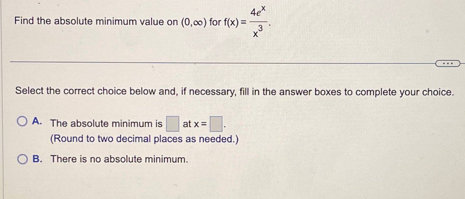 Solved Find the absolute minimum value on (0,∞) ﻿for | Chegg.com