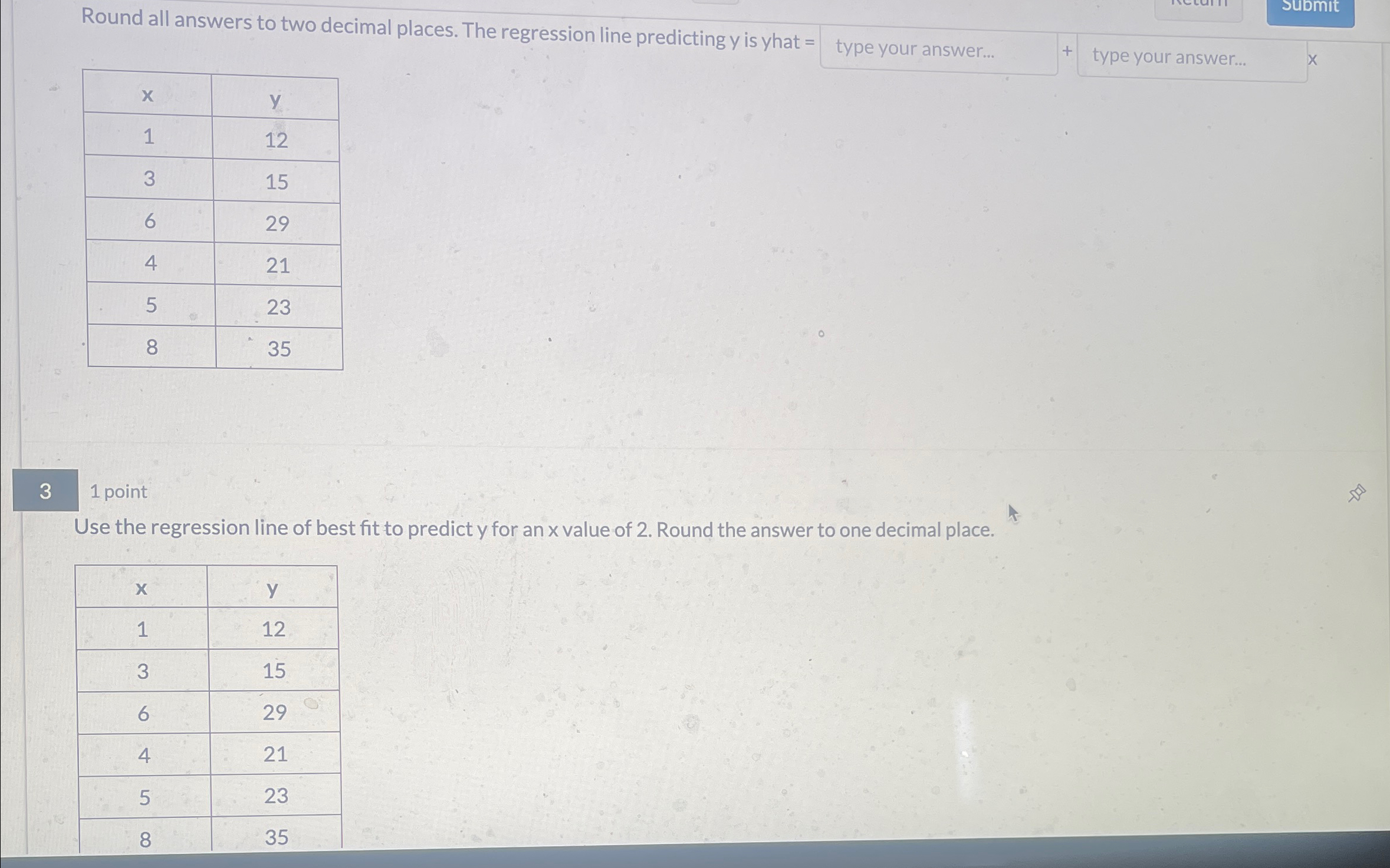 Solved Round all answers to two decimal places. The | Chegg.com