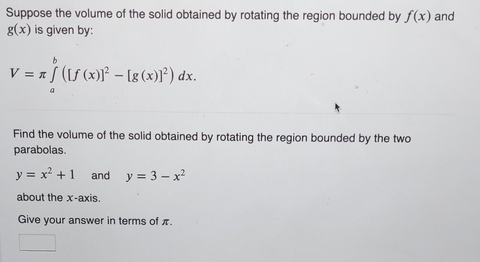 Solved Suppose the volume of the solid obtained by rotating | Chegg.com