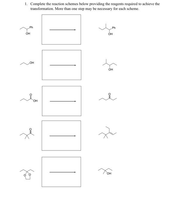 Solved 1. Complete the reaction schemes below providing the | Chegg.com