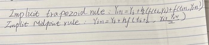 Solved Implicit trapezoid nule: | Chegg.com