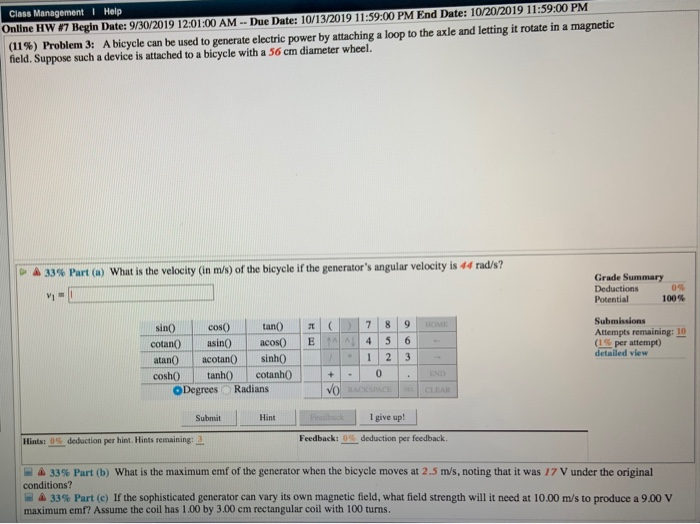 Solved Class Management | Help Online HW 7 Begin Date: | Chegg.com