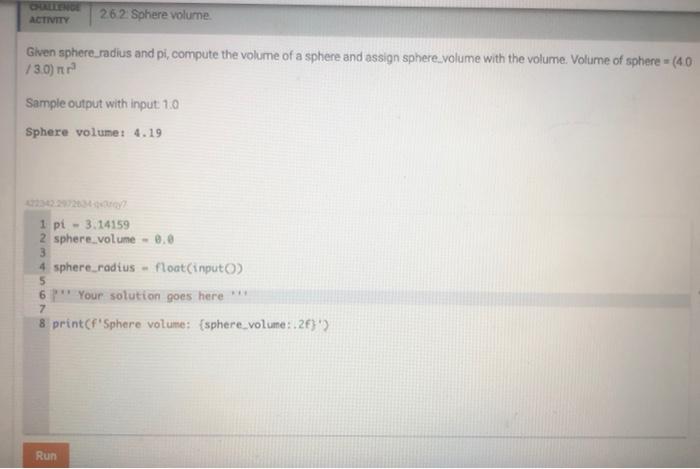 Solved Given sphere madius and pi, compute the volume of a | Chegg.com