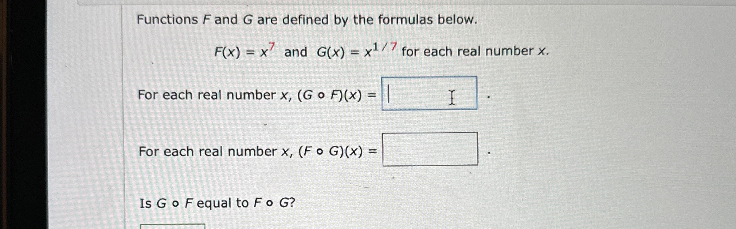 Solved Functions F ﻿and G ﻿are defined by the formulas | Chegg.com