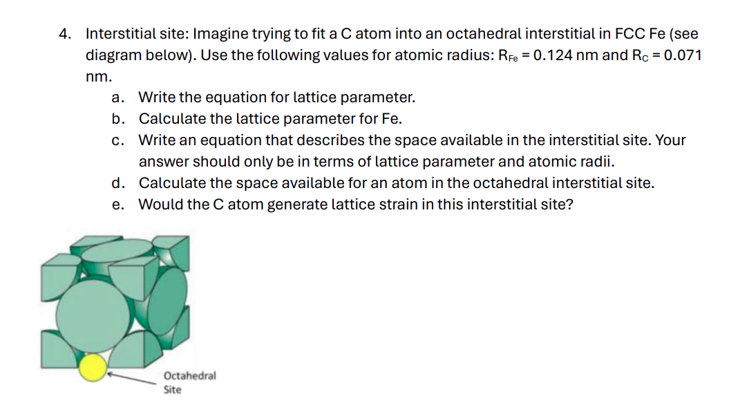 Solved Interstitial site: Imagine trying to fit a C atom | Chegg.com