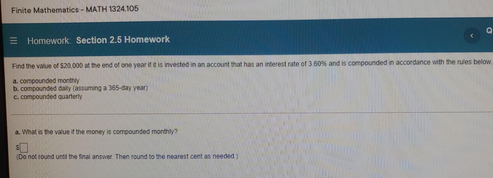 Solved Finite Mathematics - MATH 1324.105 3 Homework: | Chegg.com