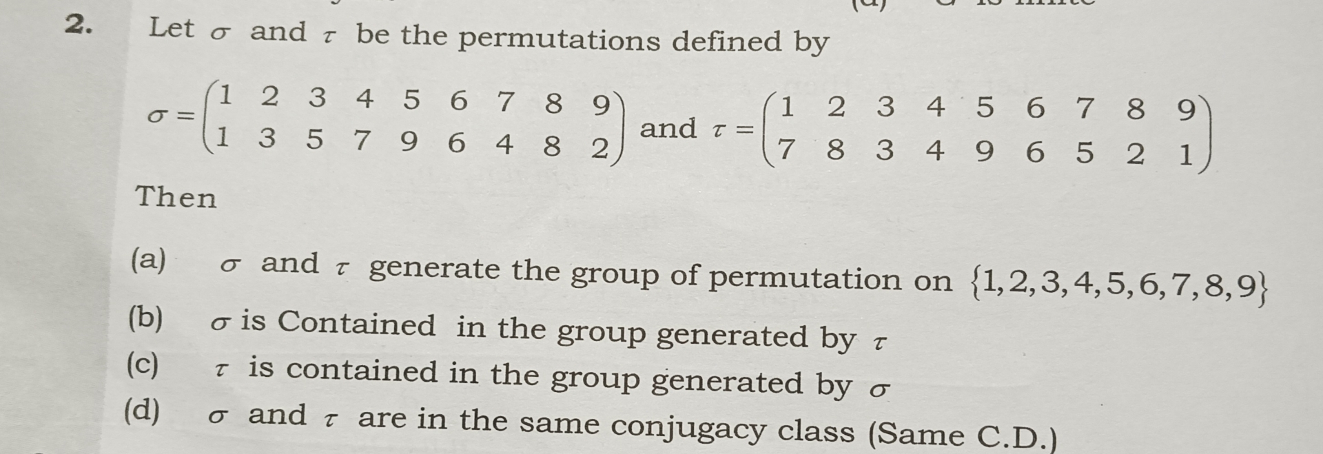 Solved Let σ ﻿and τ ﻿be the permutations defined | Chegg.com