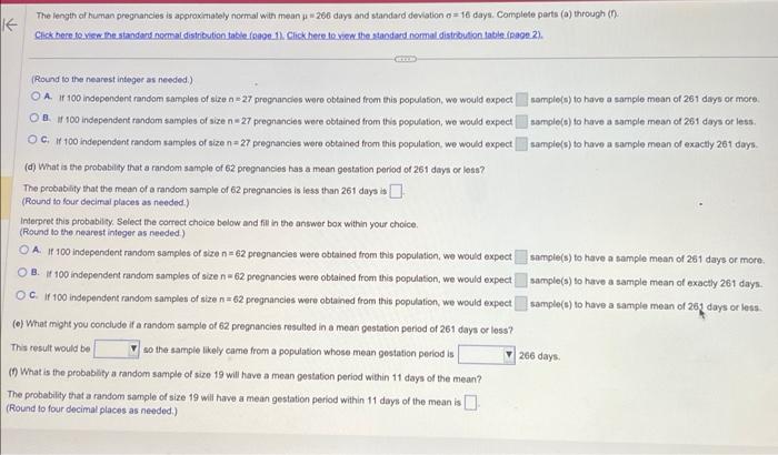Solved Tho lenger of human pregnanciea is approxmately | Chegg.com