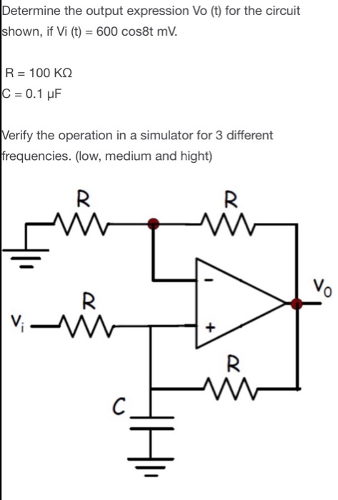 Solved Determine the output expression Vo (t) for the | Chegg.com