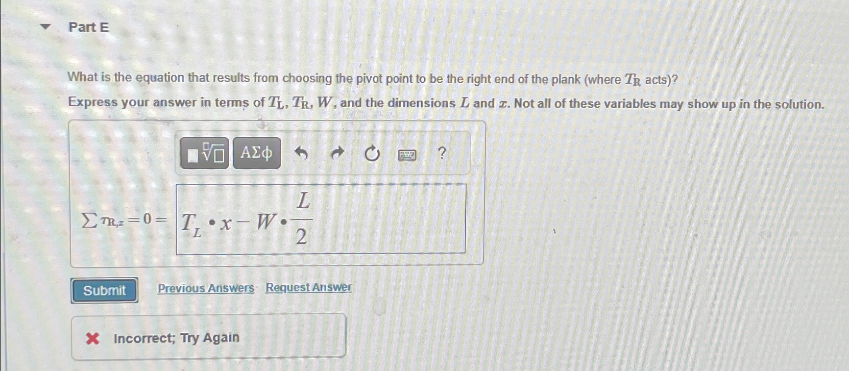Solved Part EWhat is the equation that results from choosing | Chegg.com