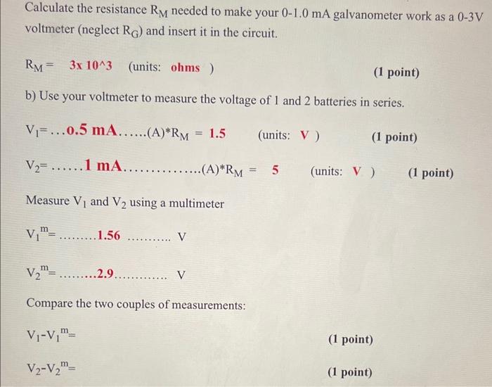 Solved Figure 3: a galvanometer as a voltmeterPart | Chegg.com