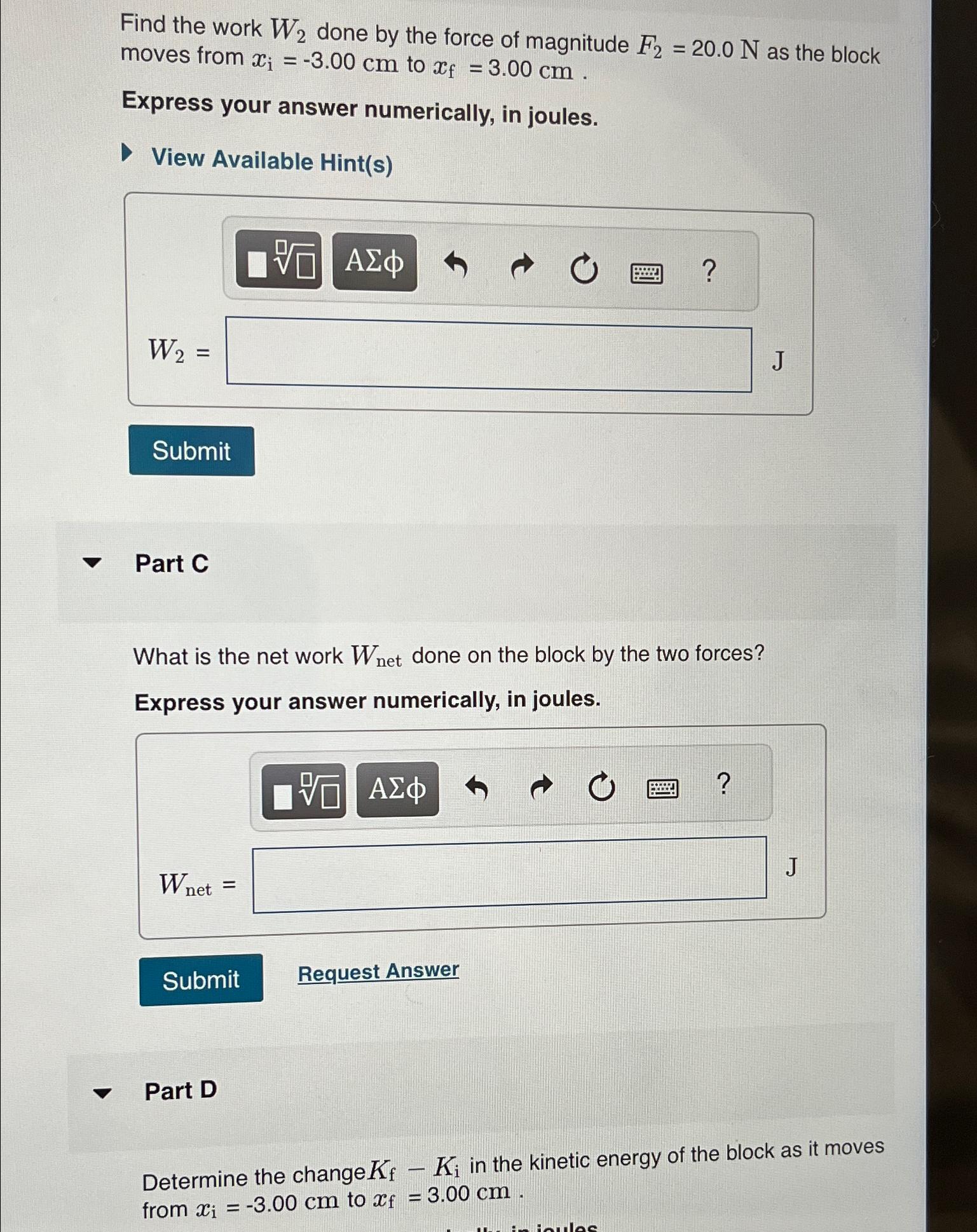 Solved Find the work W2 ﻿done by the force of magnitude | Chegg.com