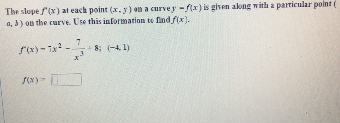 Solved The slope f (x) at each point (x, y) on a curve y = | Chegg.com