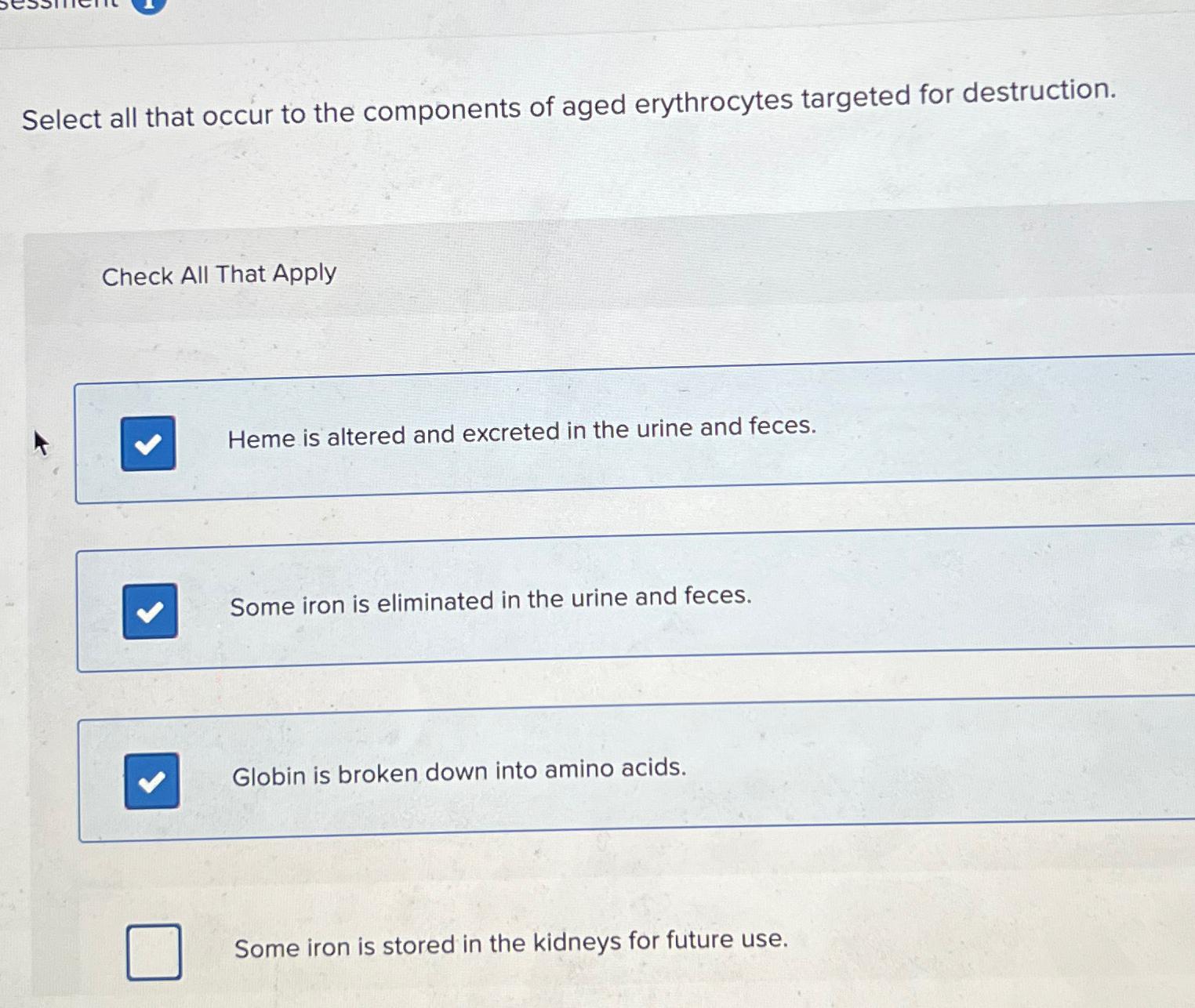 Solved Select all that occur to the components of aged | Chegg.com