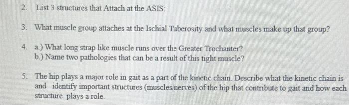 Solved 2. List 3 structures that Attach at the ASIS: 3. What | Chegg.com