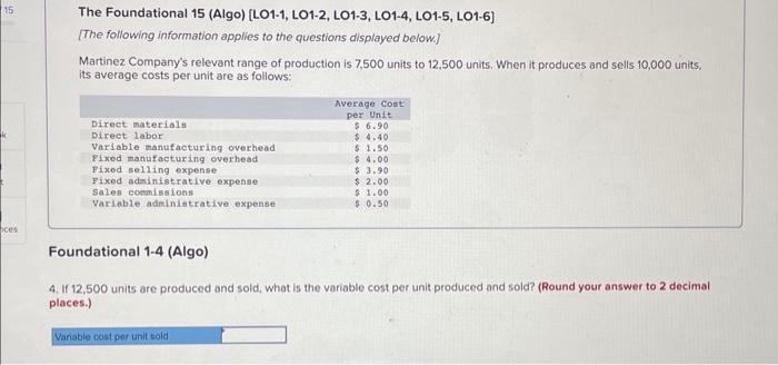 Solved The Foundational 15 (Algo) [LO1-1, LO1-2, LO1-3, | Chegg.com