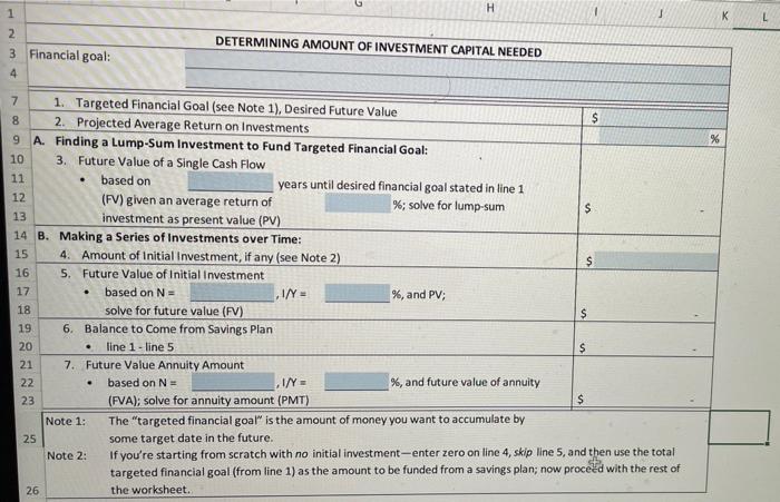 Solved Amount to invest to meet objectives Use Worksheet | Chegg.com