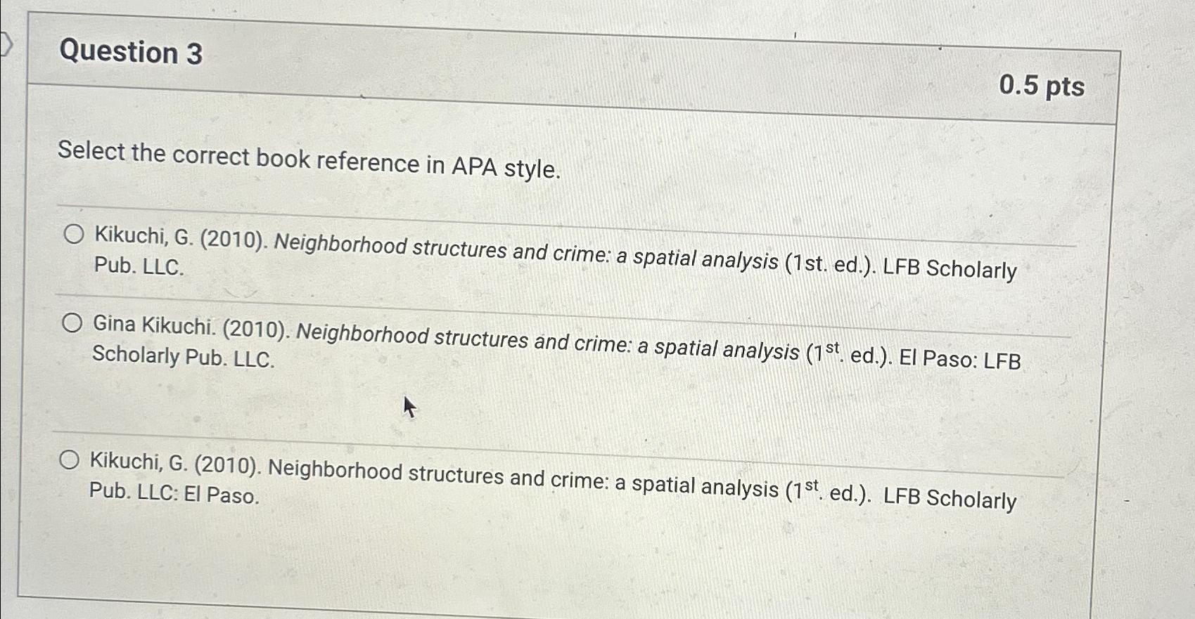 Solved Question 30.5 ﻿ptsSelect the correct book reference | Chegg.com