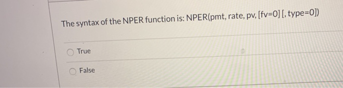 Solved The syntax of the PMT function is: PMT(rate, nper, pv | Chegg.com