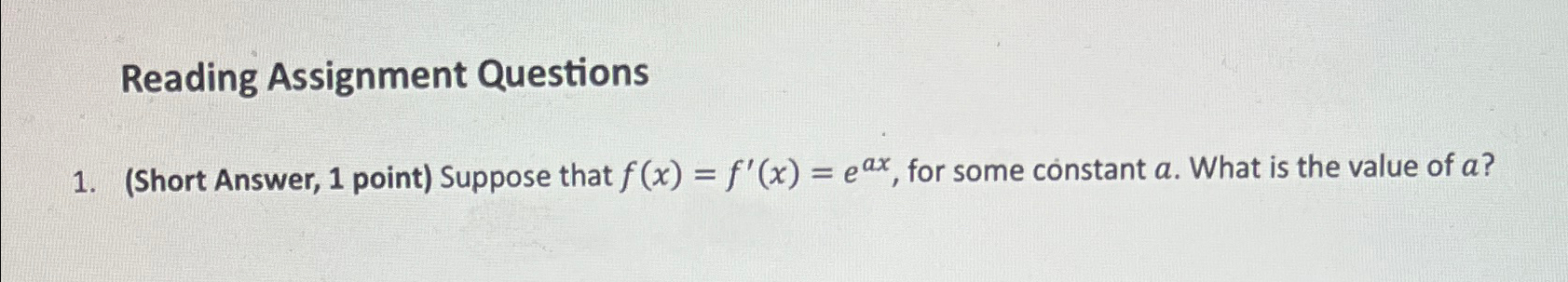 Solved Reading Assignment Questions(Short Answer, 1 ﻿point) | Chegg.com