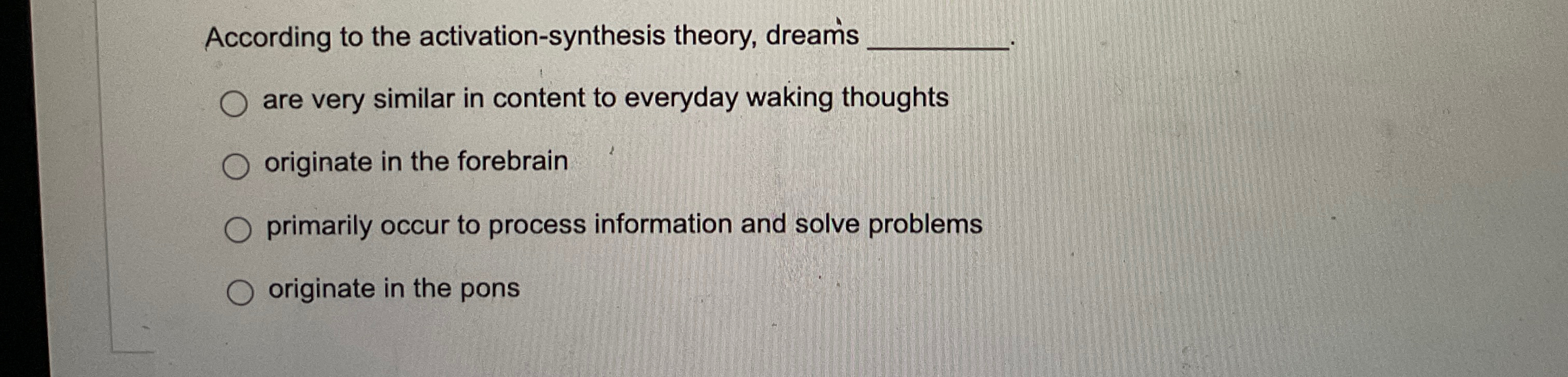 Solved According to the activation-synthesis theory, | Chegg.com