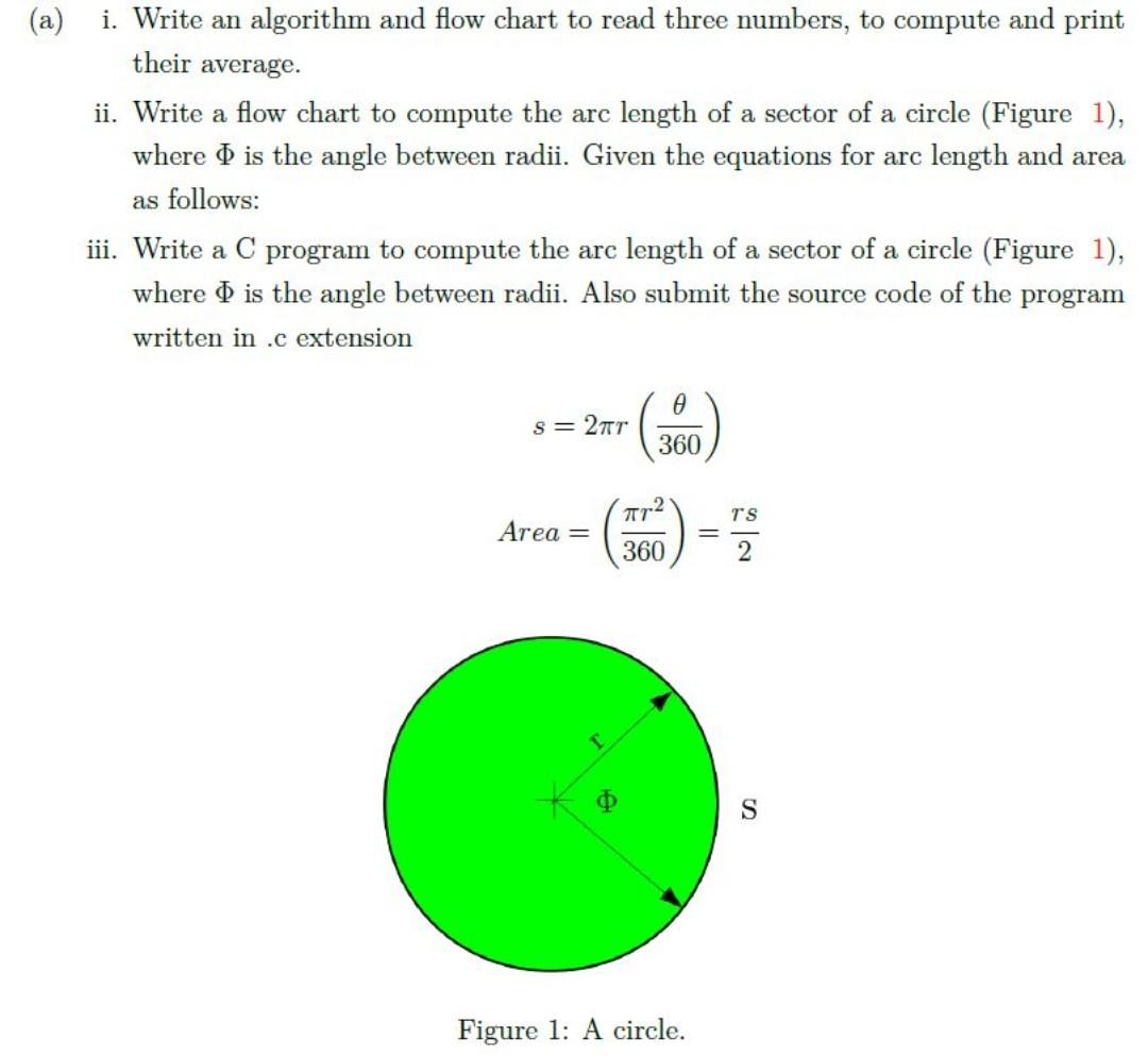 Solved (a) i. Write an algorithm and flow chart to read | Chegg.com