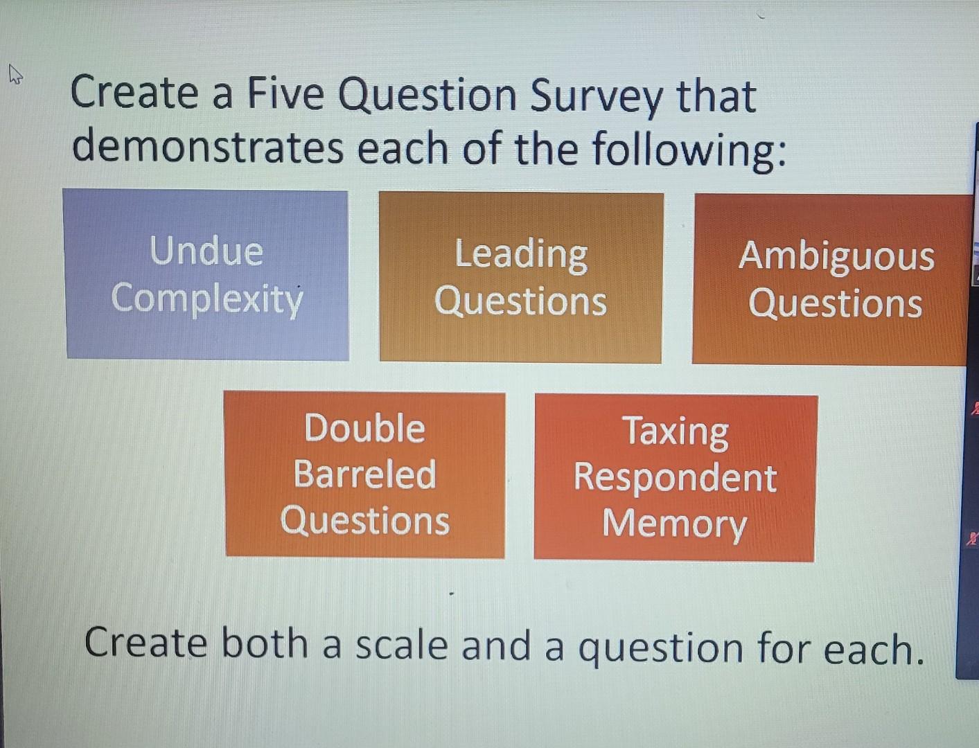 Solved I want a five survey questionnaire demonstrates each | Chegg.com